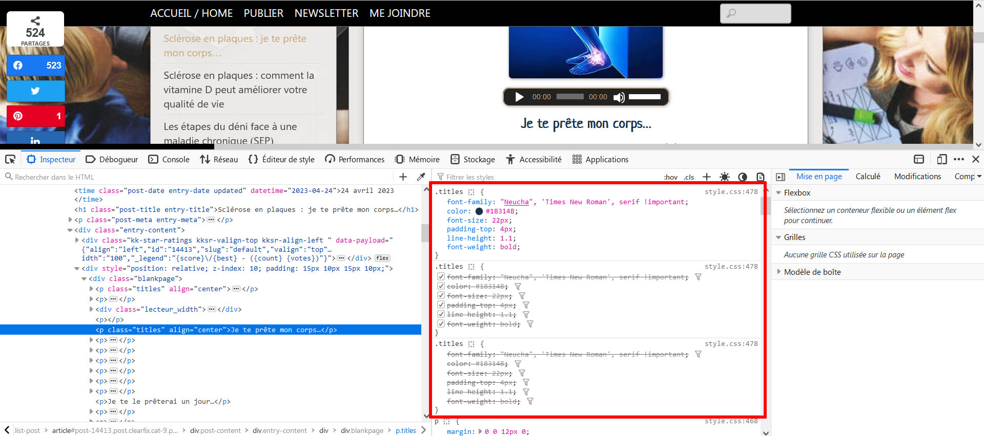 [Résolu] La fonction F12, duplication de ligne css par UChristu - page 1 - OpenClassrooms